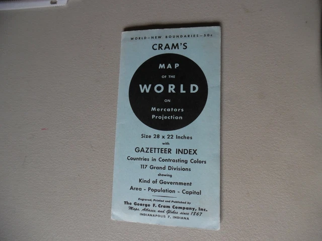 CRAM'S MAP OF the World on Mercators Project---1950"s-----nice ...