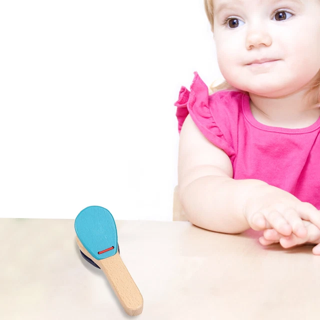 WOODEN CASTANET CLAPPER Orff Clapping Board for Kids Children Toy (Blue ...