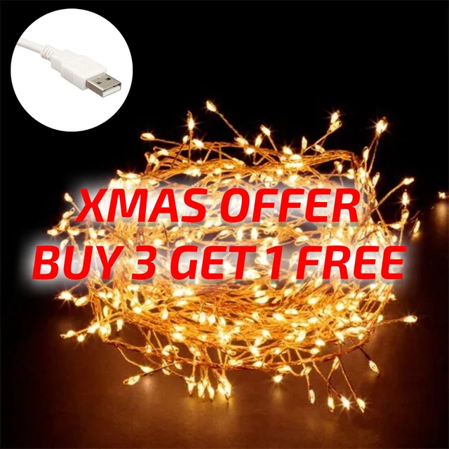 STRING FAIRY LIGHTS USB Operated 2/5/10 Meters LED Outdoor Indoor Xmas ...