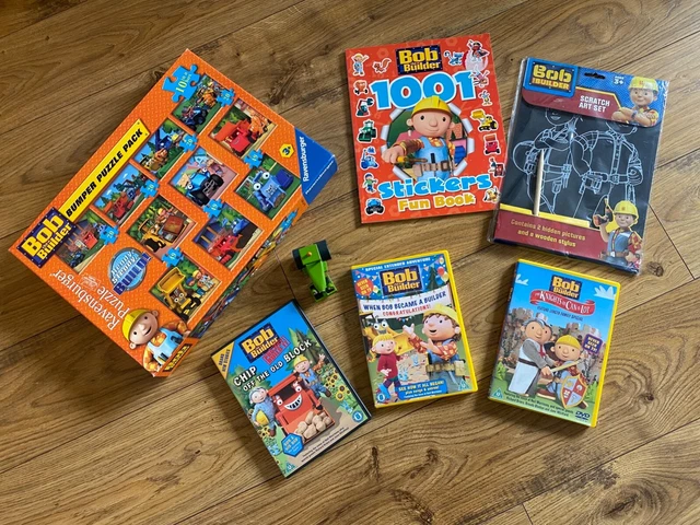 BOB THE BUILDER JIGSAWS (10) + NEW STICKER BOOK + NEW ART + 3 DVD'S ...