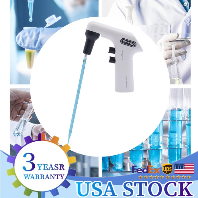 ELECTRIC HANDHELD PIPETTE Controller Set Lab Automatic Pipettor Kit 0.1 ...