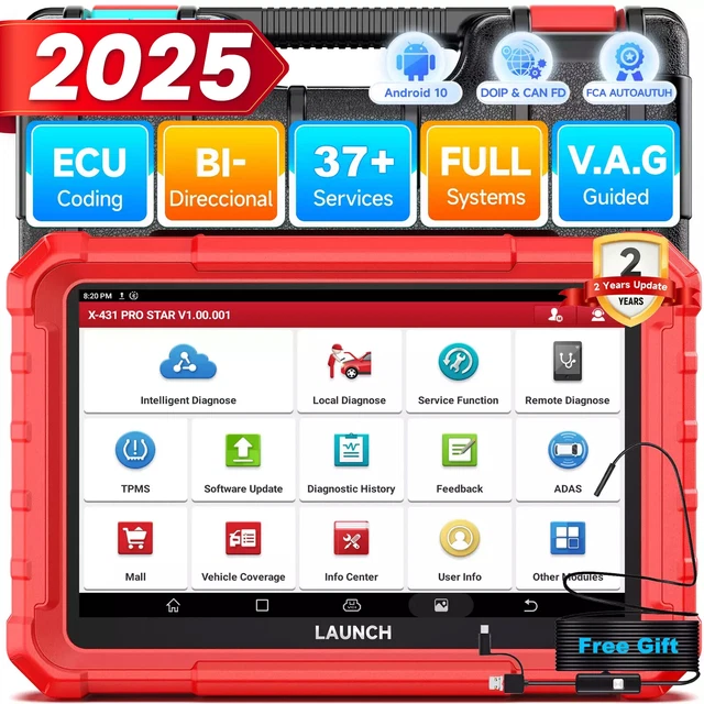 LAUNCH X431 PRO Star V+ Bidirectional Car OBD2 Diagnostic Scanner ECU ...