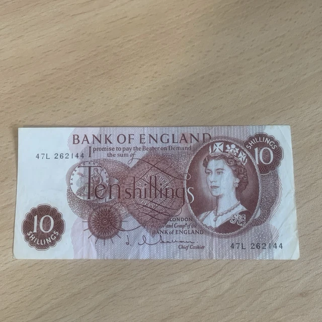 BANK OF ENGLAND Rare 1966-1970 Ten Shilling 10/- Banknote JS Fforde # ...