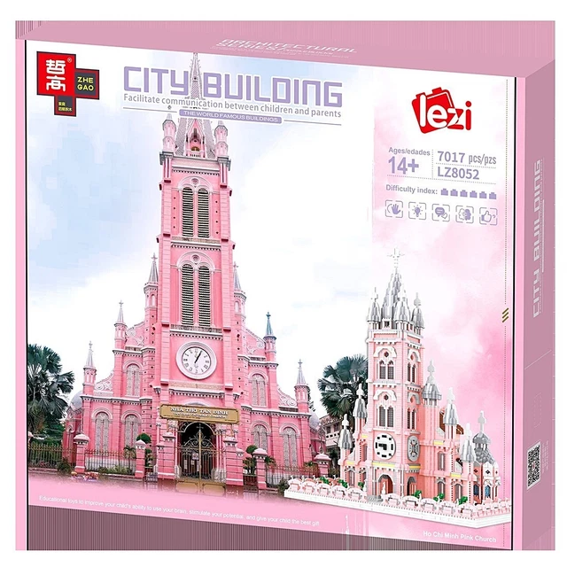 LEZI 8052 HO Chi Minh pink Church kath.Kirche Nano Klemmbausteine Set ...