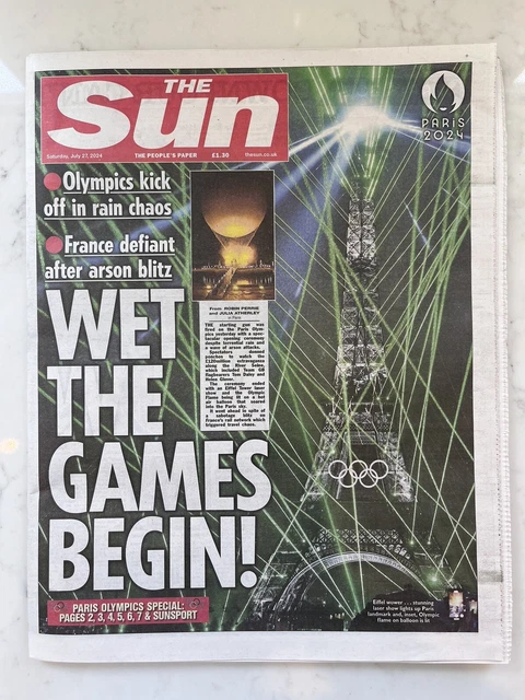 OLYMPICS PARIS / Lady Gaga / Celine Dion Uk The Sun Newspaper July 2024 ...