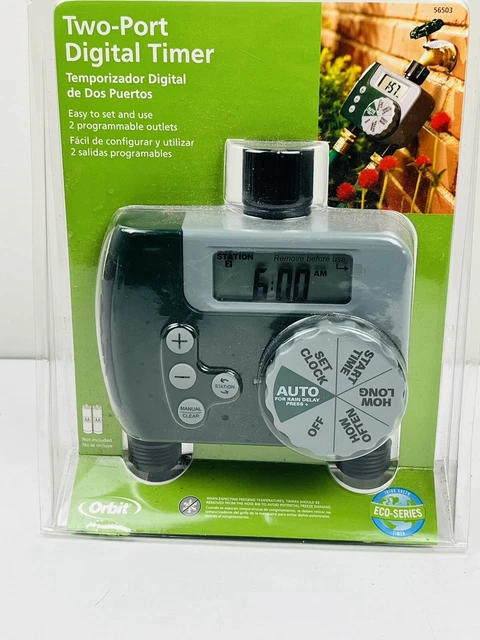 ORBIT: TWO-PORT Digital Timer Hose Automatic Water 56503 Rain Delay ...