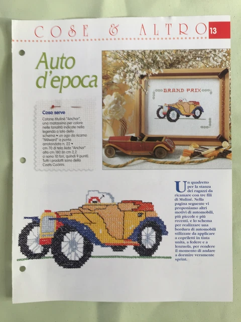 SCHEMA PUNTO CROCE Auto d'epoca quadretto auto macchine EUR 2,50 ...