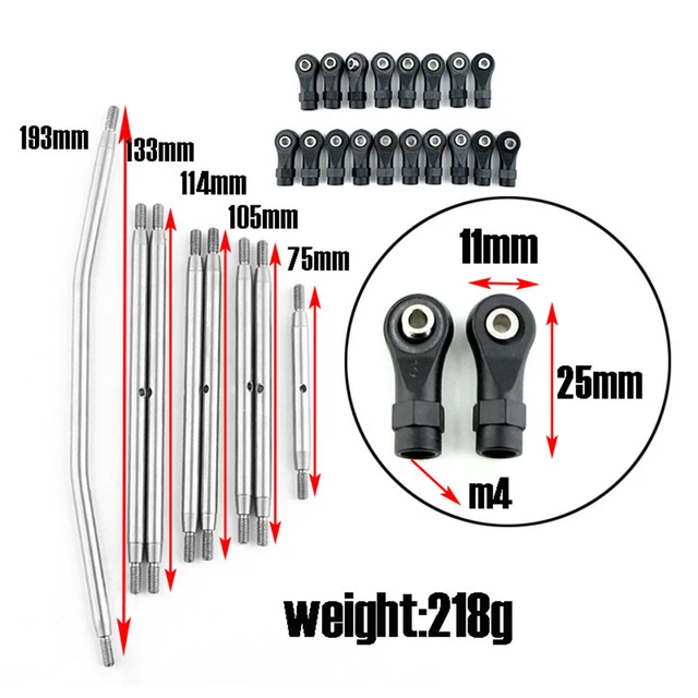 STEERING ROD UP Down Pull Rod Linkage Bars For 1/10 Axial RBX10 Ryft RC ...