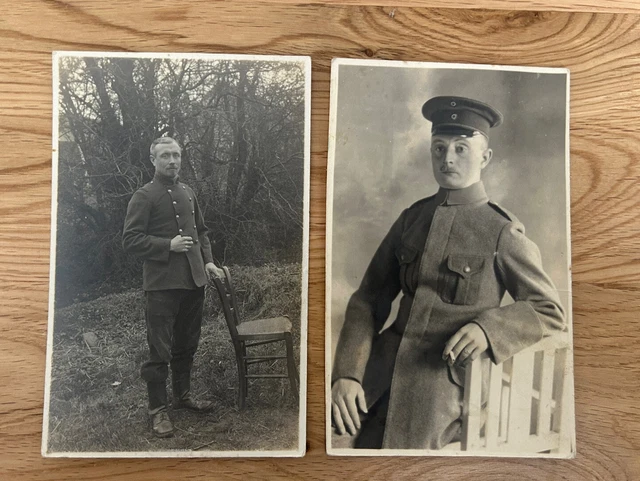 WW1 GERMAN SOLDIER & Officer. 2 x Portrait Photo Postcards 1918. £4.00 ...