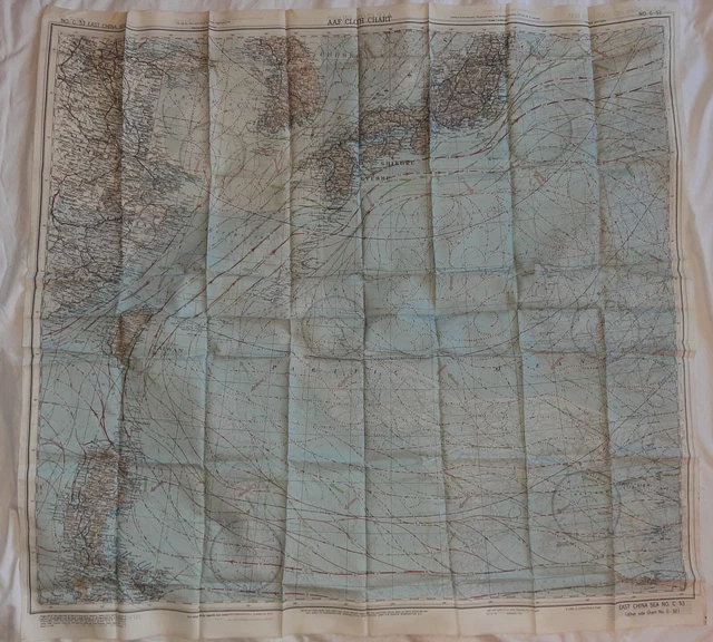 WW2 1945 US AAF Cloth Chart C52 Japan & South China Sea C53 Escape Map ...