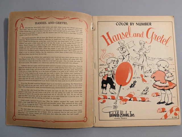 HANSEL AND GRETEL Color By Number Coloring Book - Vtg 1962 Twinkle ...