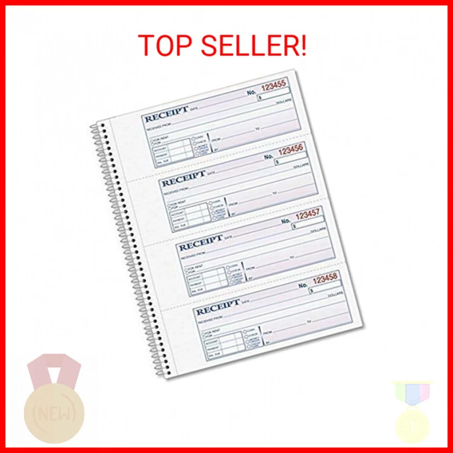 ADAMS MONEY AND Rent Receipt Book, 2-Part Carbonless, 7-5/8" x 11 ...
