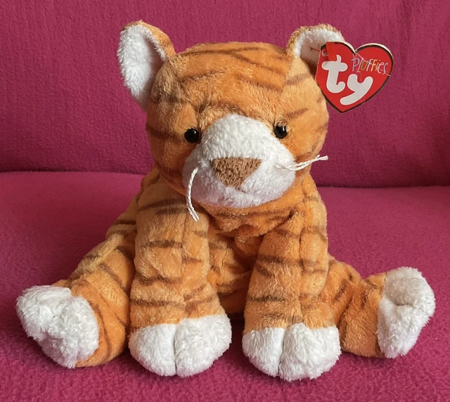 TY PLUFFIES PURRZ Ginger Tabby Stripy Cat Soft Plush Toy 9” Tag 2003 £ ...