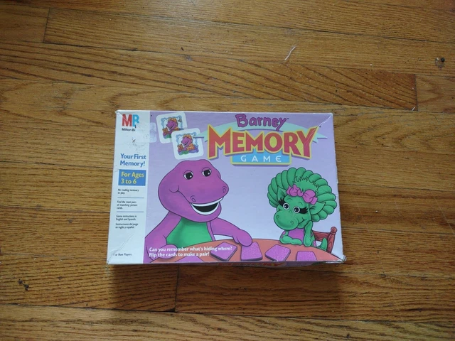 VTG BARNEY MEMORY Matching Game Milton Bradley Purple Dinosaur 1993 £7. ...