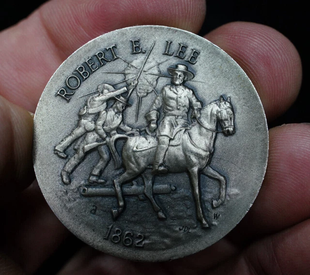 VINTAGE ROBERT E. Lee Civil War South Longines 925 Silver art bar round ...