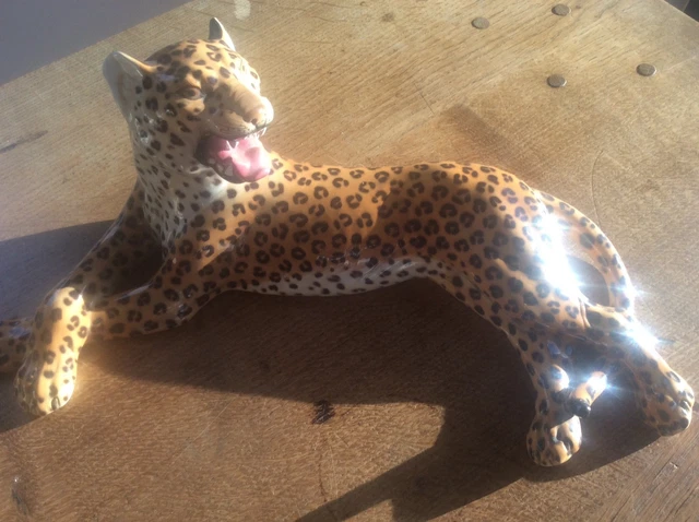 LARGE VINTAGE 1960S Italian Giovanni Ronzan Ceramic Leopard Cheetah ...