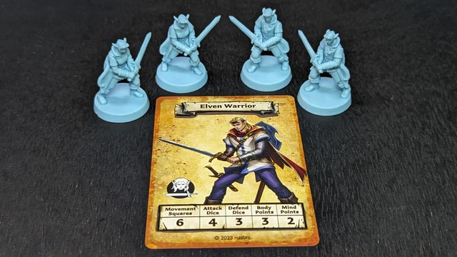 HEROQUEST 2021 MAGE of the Mirror Elven Warrior x 4 + Stat Card D&D ...