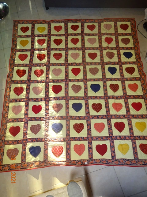 GRAND COUVRE-LIT PATCHWORK matelassé FAIT MAIN - 200 cm x 230 cm EUR 80,00 - PicClick FR