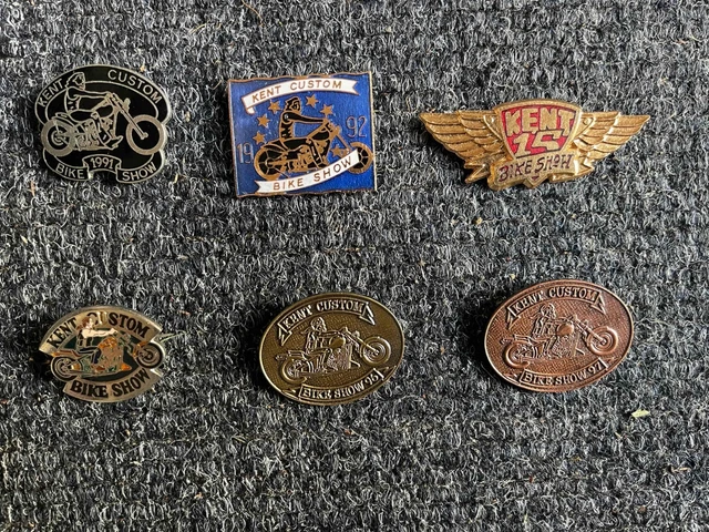 HELLS ANGELS - 6 x Kent Custom Bike Show Pins - New condition. £20.00 ...