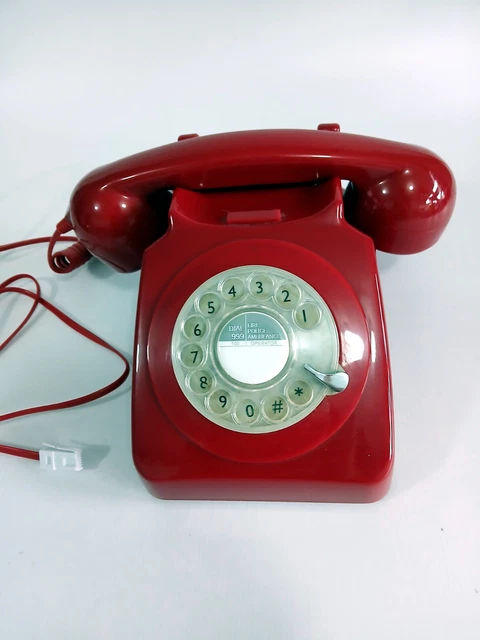 RETRO ROTARY DIAL Landline Telephone in red, BT socket required £12.53 ...