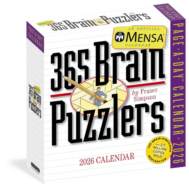MENSA 365 BRAIN Puzzlers Page-A-Day® Calendar 2026: Word Puzzles, Logic ...