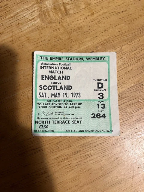 VINTAGE ENGLAND VERSUS Scotland Ticket Empire Stadium Wembly 19 May ...
