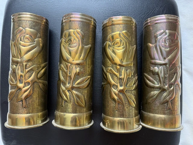 ANTIQUE WW1 ARTILLERY Shell Casing Trench Art - Set Of Four £12.53 ...