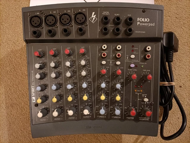 SOUNDCRAFT SPIRIT FOLIO Powerpad 10 Input Mixer 2 Channel 30W Power Amp ...