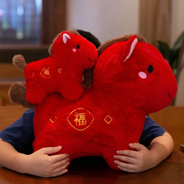 RED FORTUNE HORSE Plush Toy With Pp Cotton Filling For Spring Festival ...