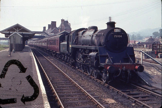 ORIGINAL SLIDE BR steam British Railways Welshpool 75004 June 1963 £5. ...