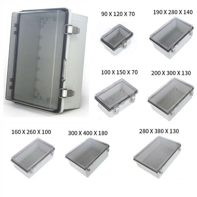 IP67 WATERPROOF ENCLOSURE Electronic Case Clear Cover Hinged Lid ...