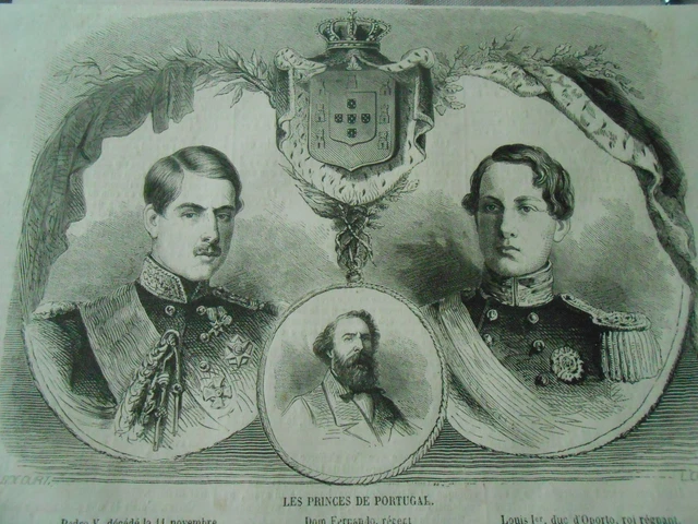 GRAVURE 1861 - Les Princes de Portugal Pedro V et Louis 1er EUR 3,50 - PicClick FR
