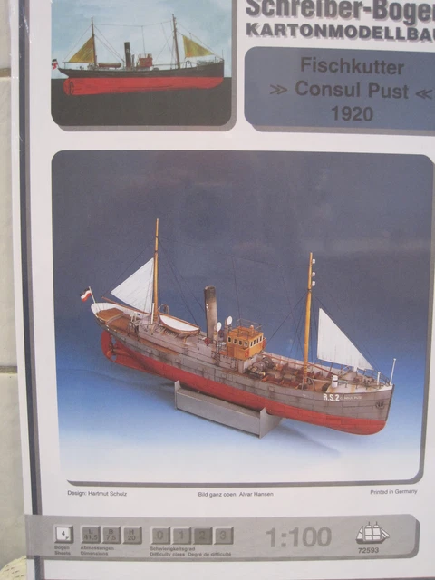 FISCHKUTTER CONSUL PUST 1920 Schiff Kartonbausatz *NEU* Schreiber ...