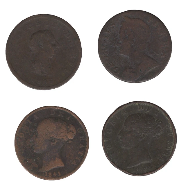 BRITISH HALF PENNY Coins George II, George III & Victoria £14.75 ...