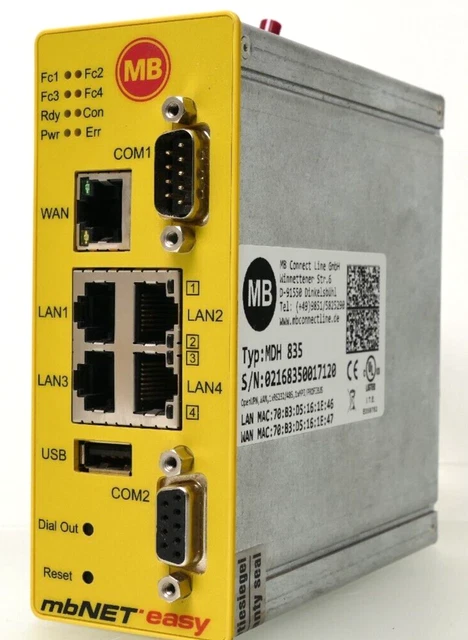 MB CONNECT INDUSTRIE Router MDH 835 | 1x WAN Schnittstelle, 4x LAN ...