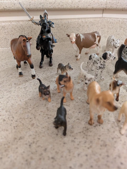 SCHLEICH AND PAPO Safari Farm Animals Pet Dog Knight 28 Figure Lot See ...