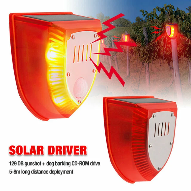 SOLAR POWER ALARM LED Light Strobe Lamp Wireless Motion Outdoor Sensor ...
