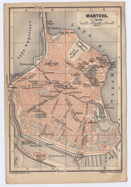 1899 ANTIQUE CITY Map Of Mantua Mantova / Lombardy / Italy £18.03 ...