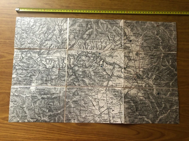 ANTIQUE GEOGRAPHICAL MAP Val D'arno E Di Chiana Arezzo Topographic Map ...