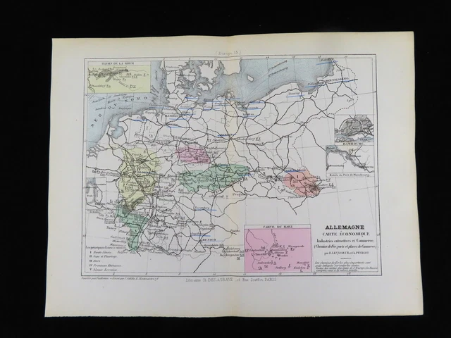 OLD MAP OF Germany 19th Century The German Empire Commerce Economic ...