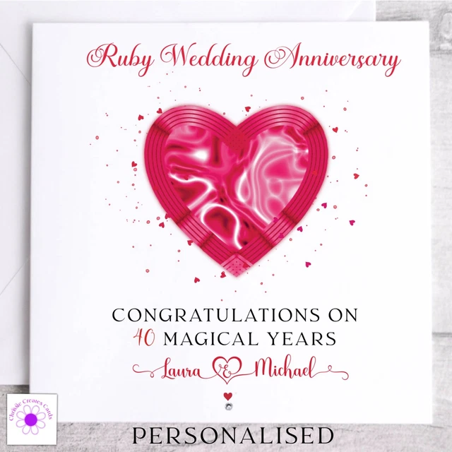 PERSONALISED RUBY WEDDING Anniversary Card Congratulations 40th ...