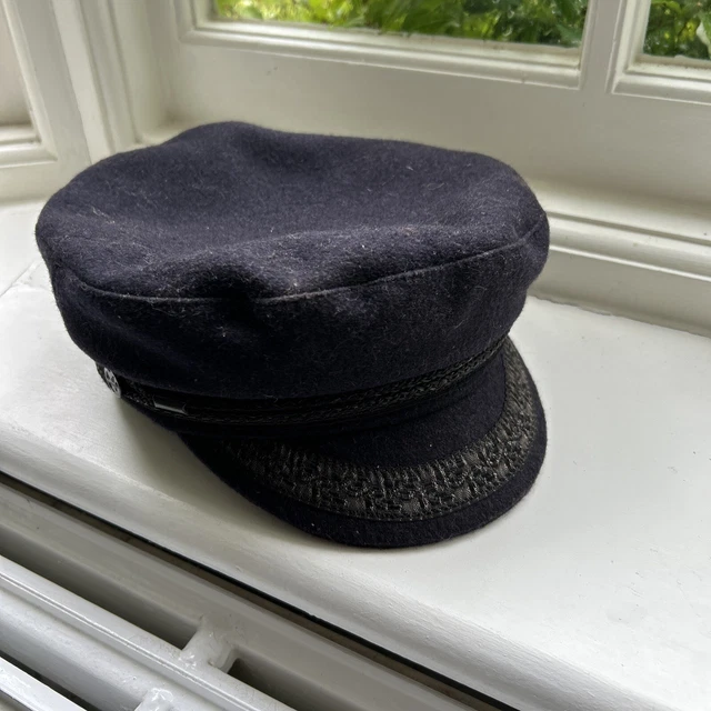 MEN'S VINTAGE SAILORS Nautical Maritime Cap Navy Blue Wool 60cm Uk 7 3/ ...