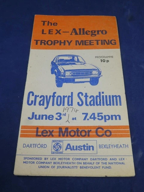 VINTAGE GREYHOUND RACING Card LEX-ALLEGRO TROPHY Crayford Stadium 1974 ...