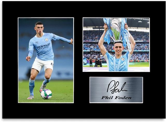 PHIL FODEN MAN City Player A4 Signed Photo Display Mount Gift Autograph ...