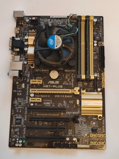 ASUS MOTHERBOARD CPU RAM Cooler Combo H87-Plus I7-4770 8GB RAM £57.00 ...