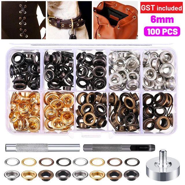 EYELET PUNCH DIE Tool Set Kits + Eyelets Grommet Washer For Leather ...