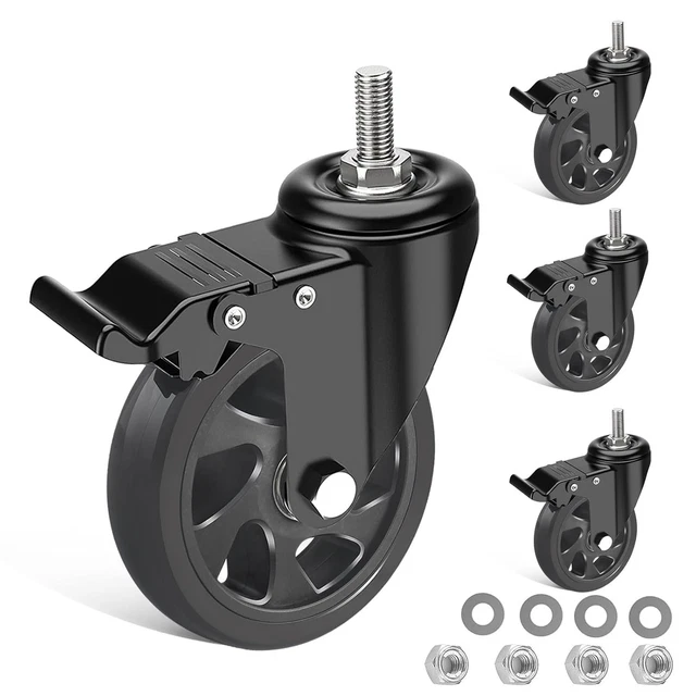QUALITY UPGRADED HEAVY Duty Castor with Brake, 125MM Furniture Castors ...