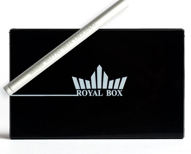 ROYAL BOX BLACK Snuff Storage Box 8 Compartment w/ 3” Built In Metal ...