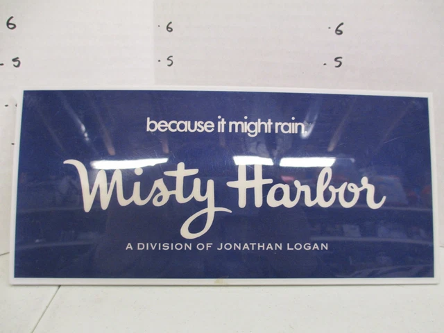 MISTY HARBOR JONATHAN Logan 1960s women clothing store display sign ...