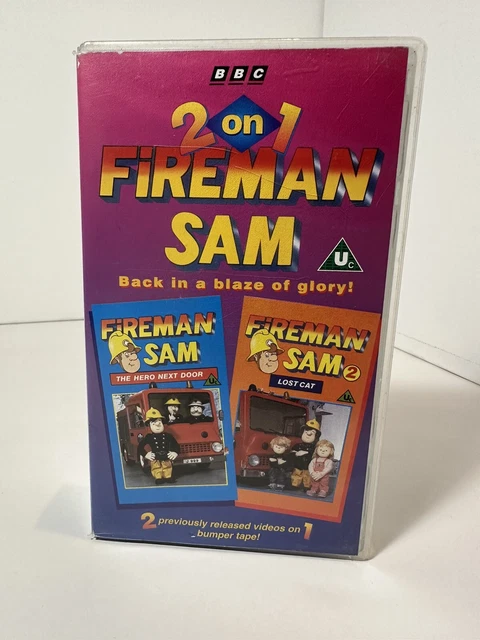 FIREMAN SAM 2 On 1 Bbc Video Hero Next Door Lost Cat Pal Vhs Kids Bbc £ ...